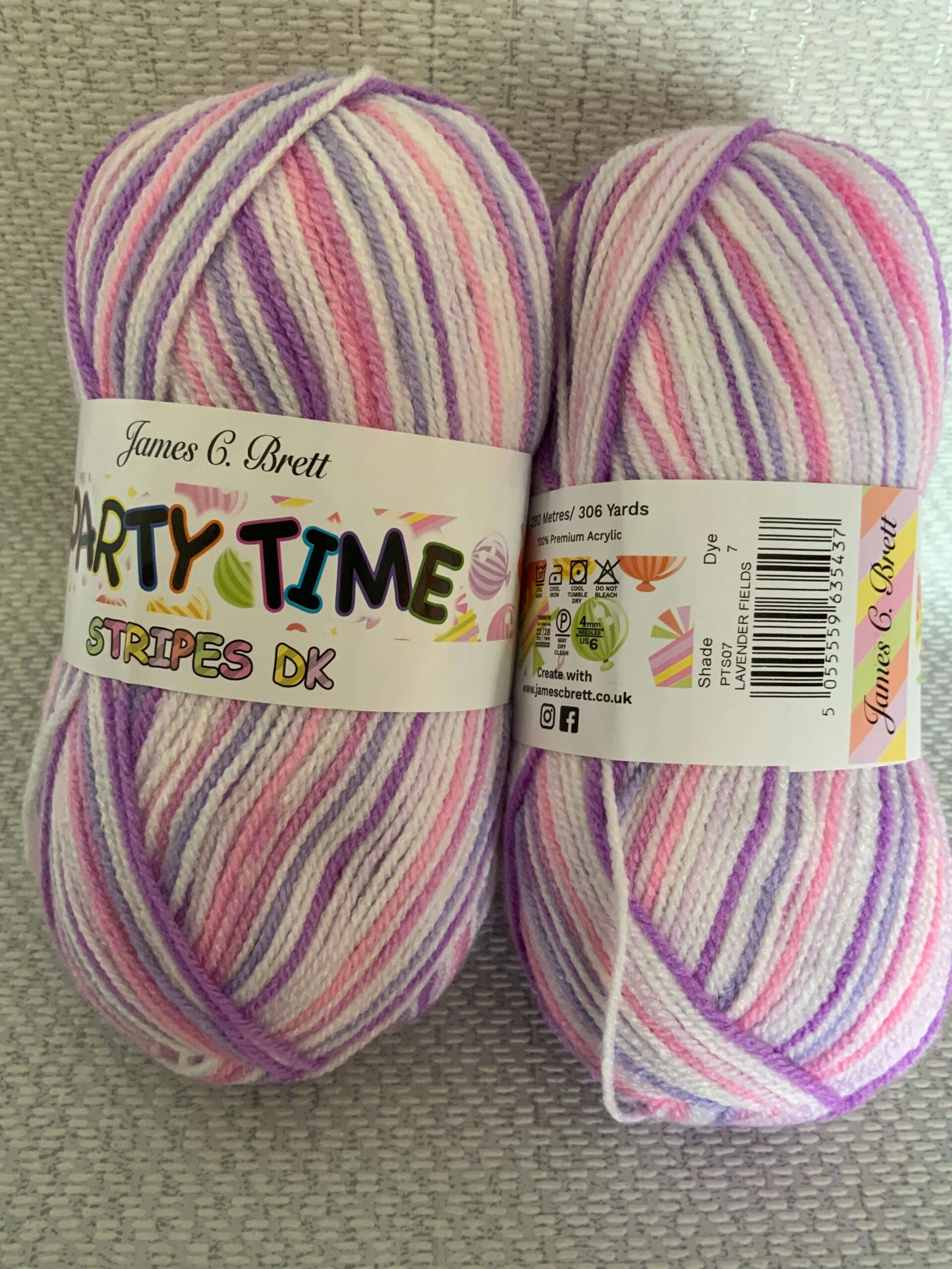 James Brett Party Time Stripes Dk Shade Lavender Fields - Mandys Knit Pix